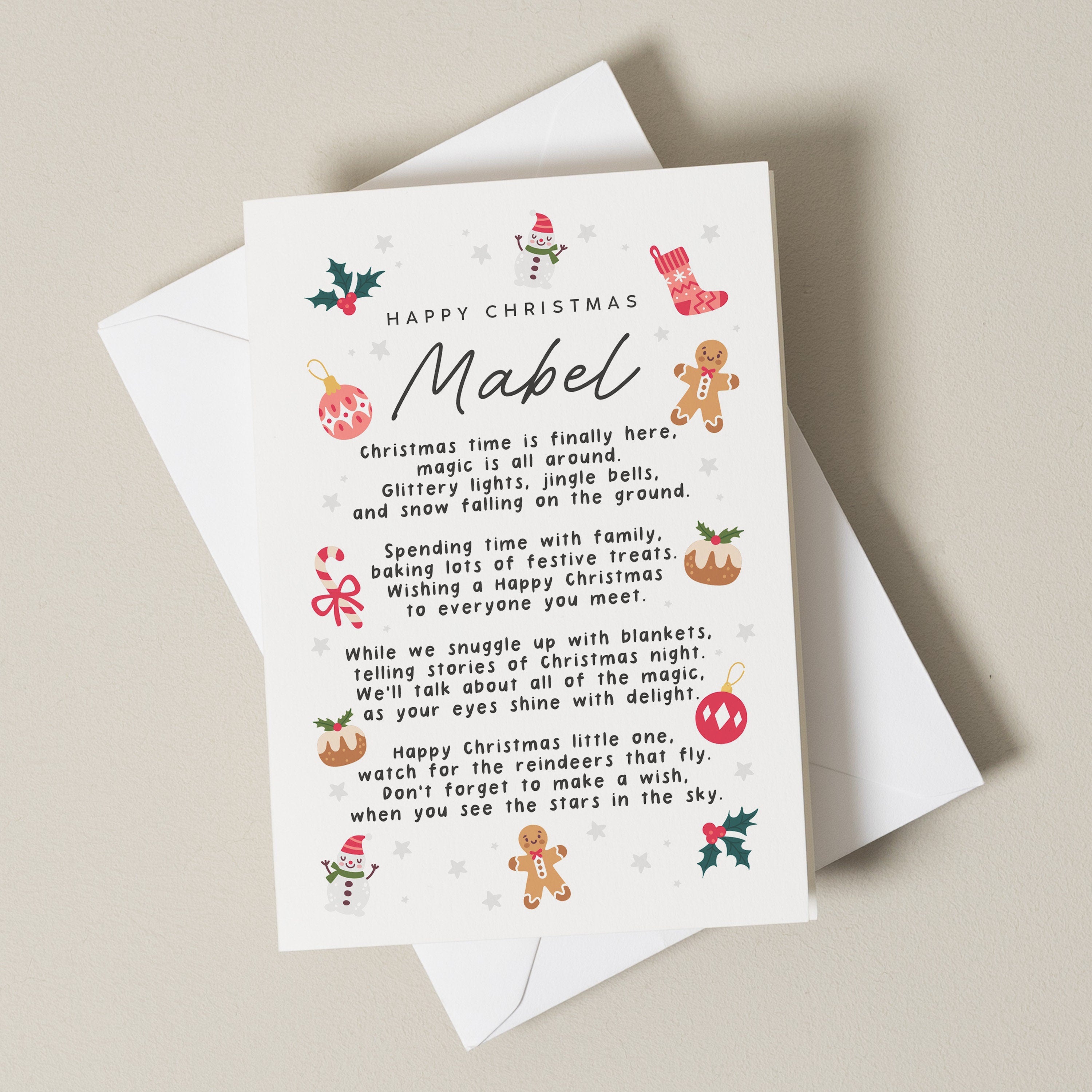 Personalised Christmas Poem Card Child