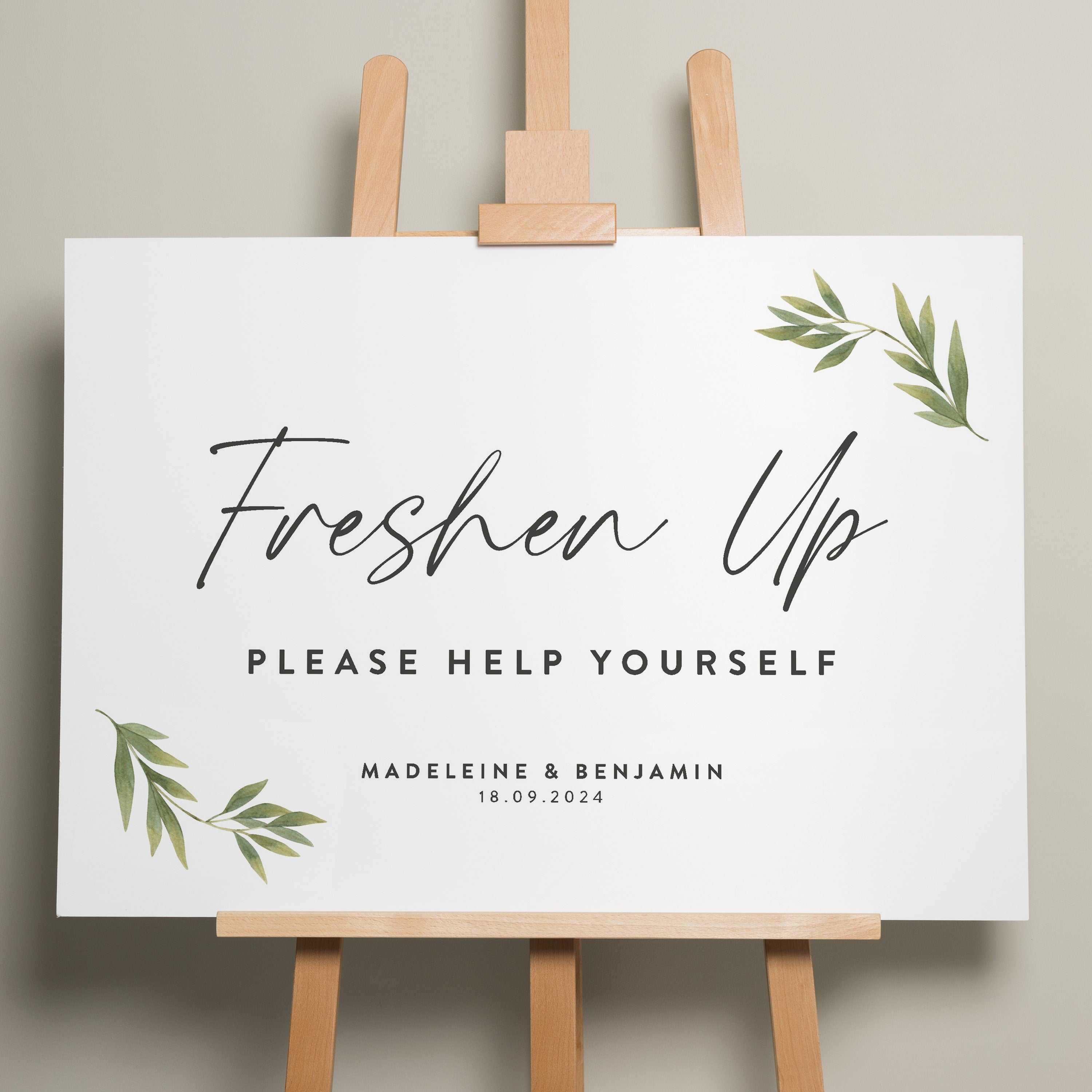 Greenery Freshen Up Wedding Sign 'Madeleine'