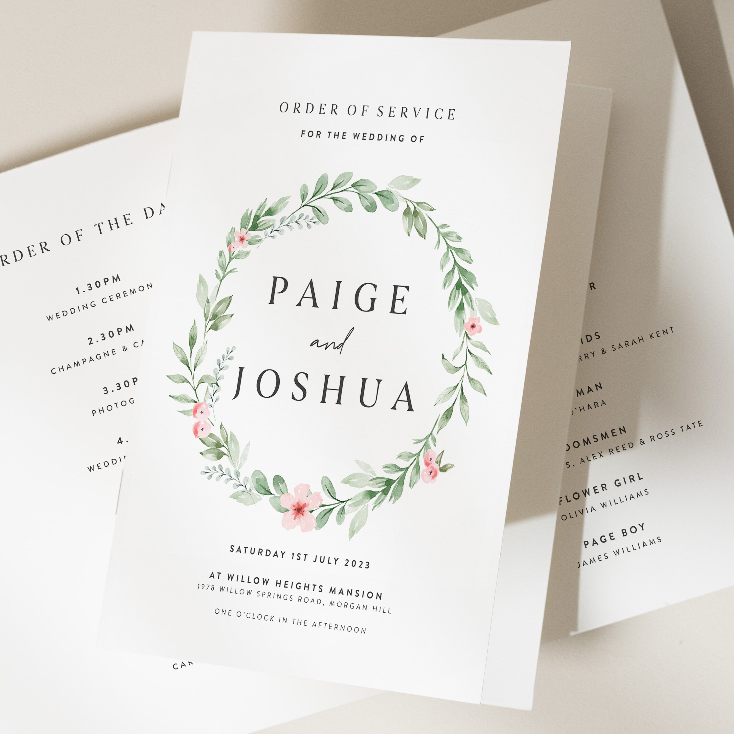 Floral Order Of Service 'Paige'