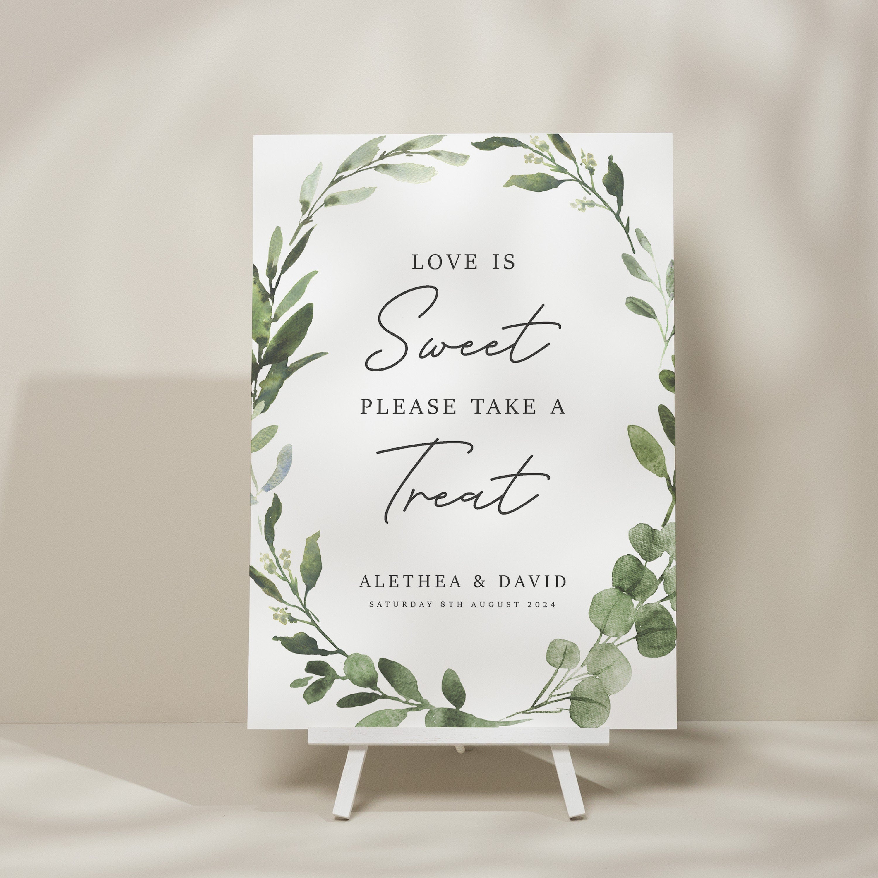 Botanical Wedding Sweet Table Sign 'Alethea'