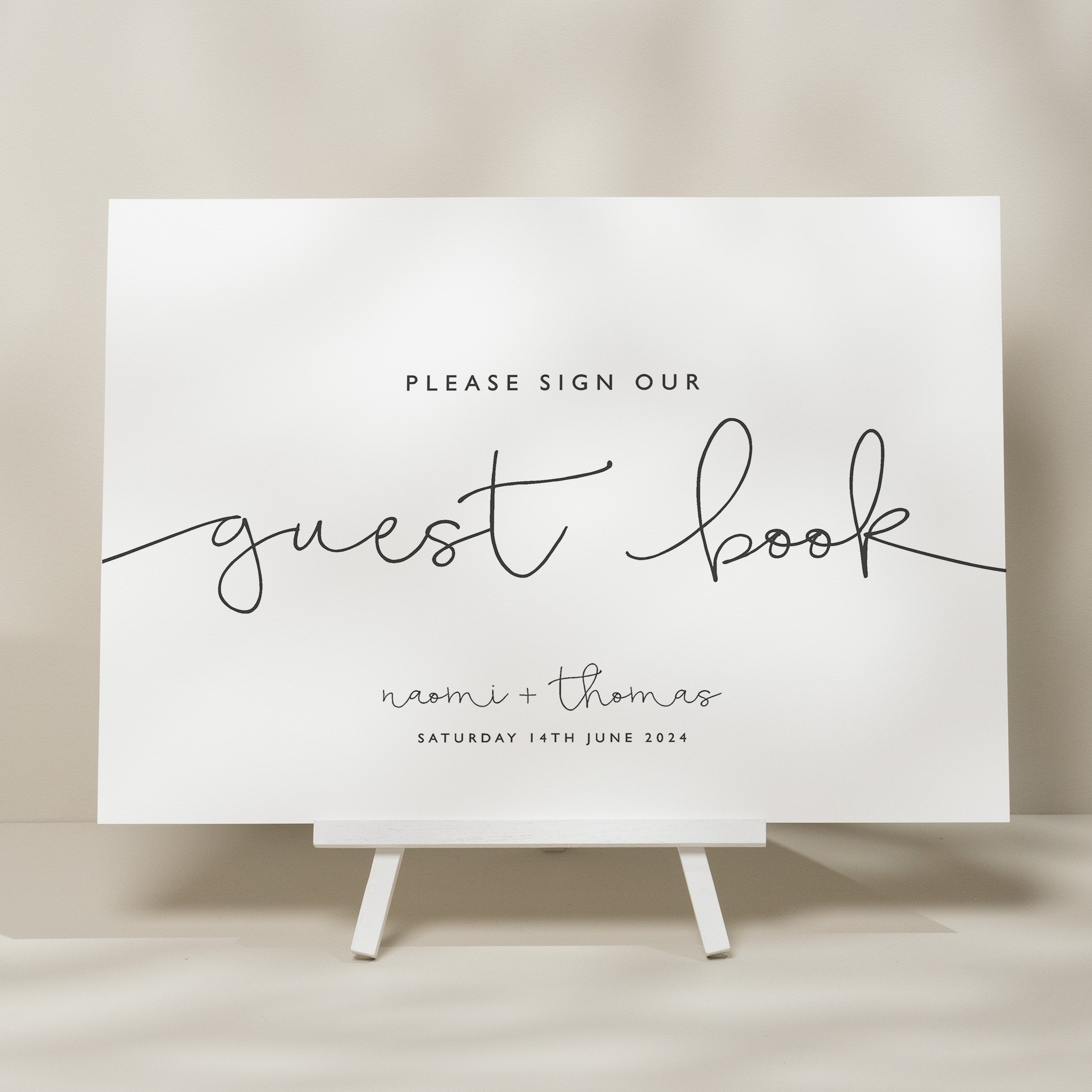 Script Calligraphy Wedding Guest Book Sign 'Naomi'