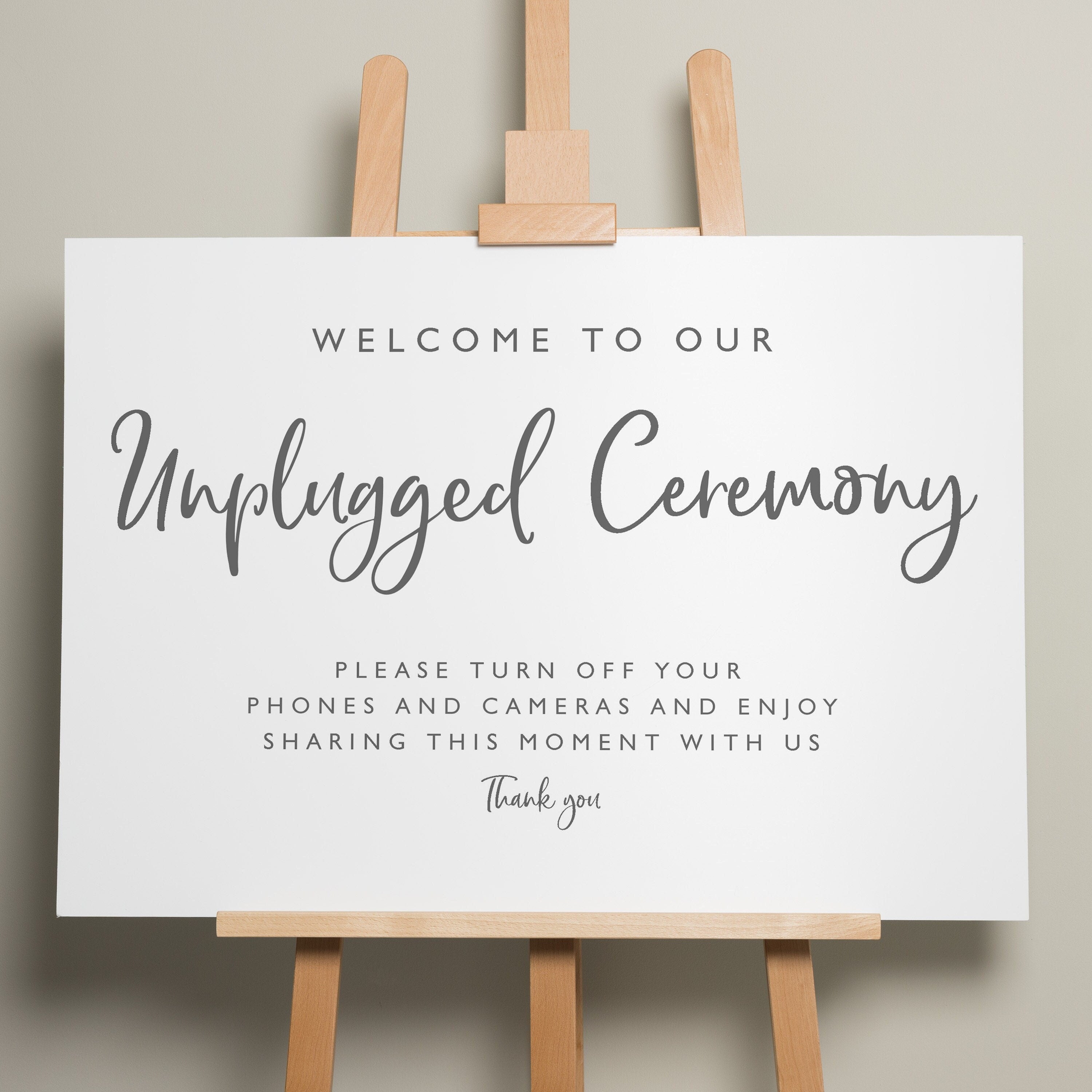 Script Wedding Unplugged Ceremony Sign 'Ashley'