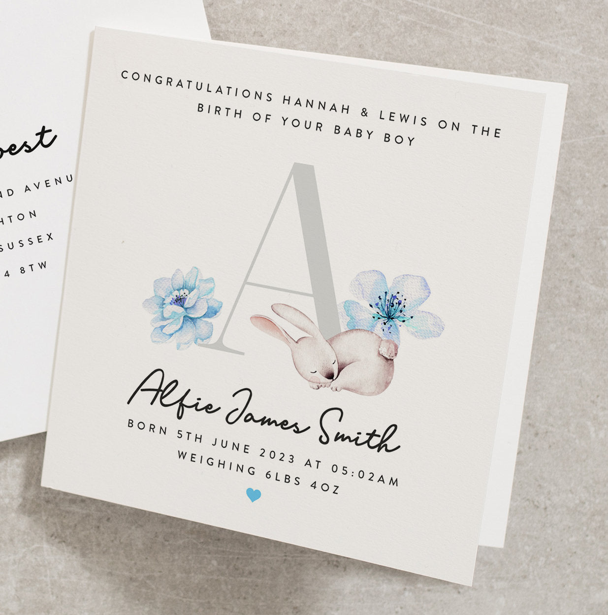 Personlised New Baby Boy Card